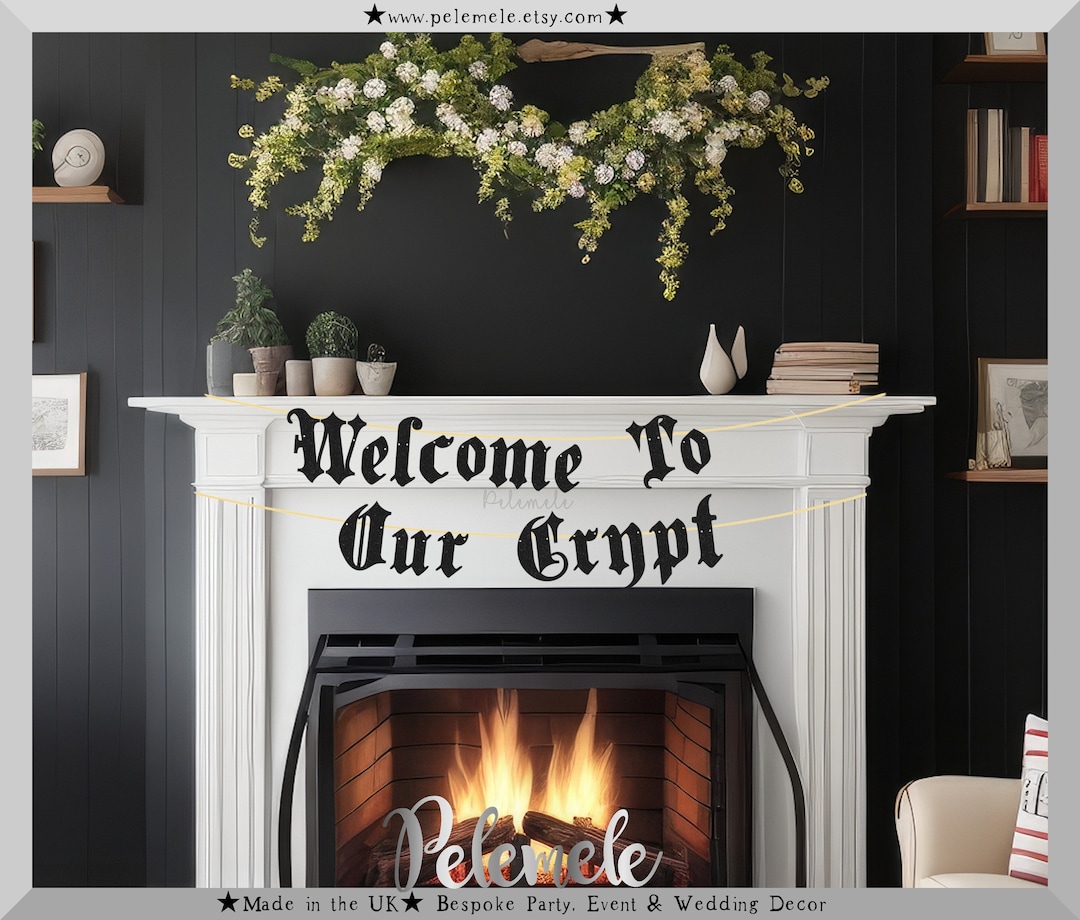 Welcome to Our Crypt Banner - Gothic Party Banner, Gothic Wall Hanging ...