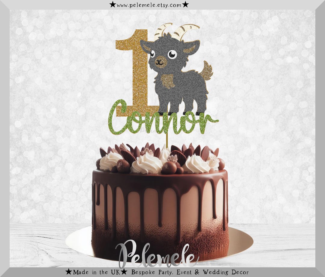 Custom Goat Cake Topper - Glitter Goat Topper, Farmyard Birthday Decor ...