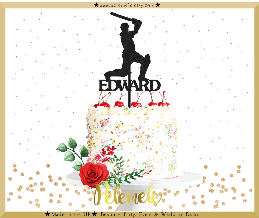 Custom Cricket Birthday Cake Topper - Glitter Cricket Cake Topper ...