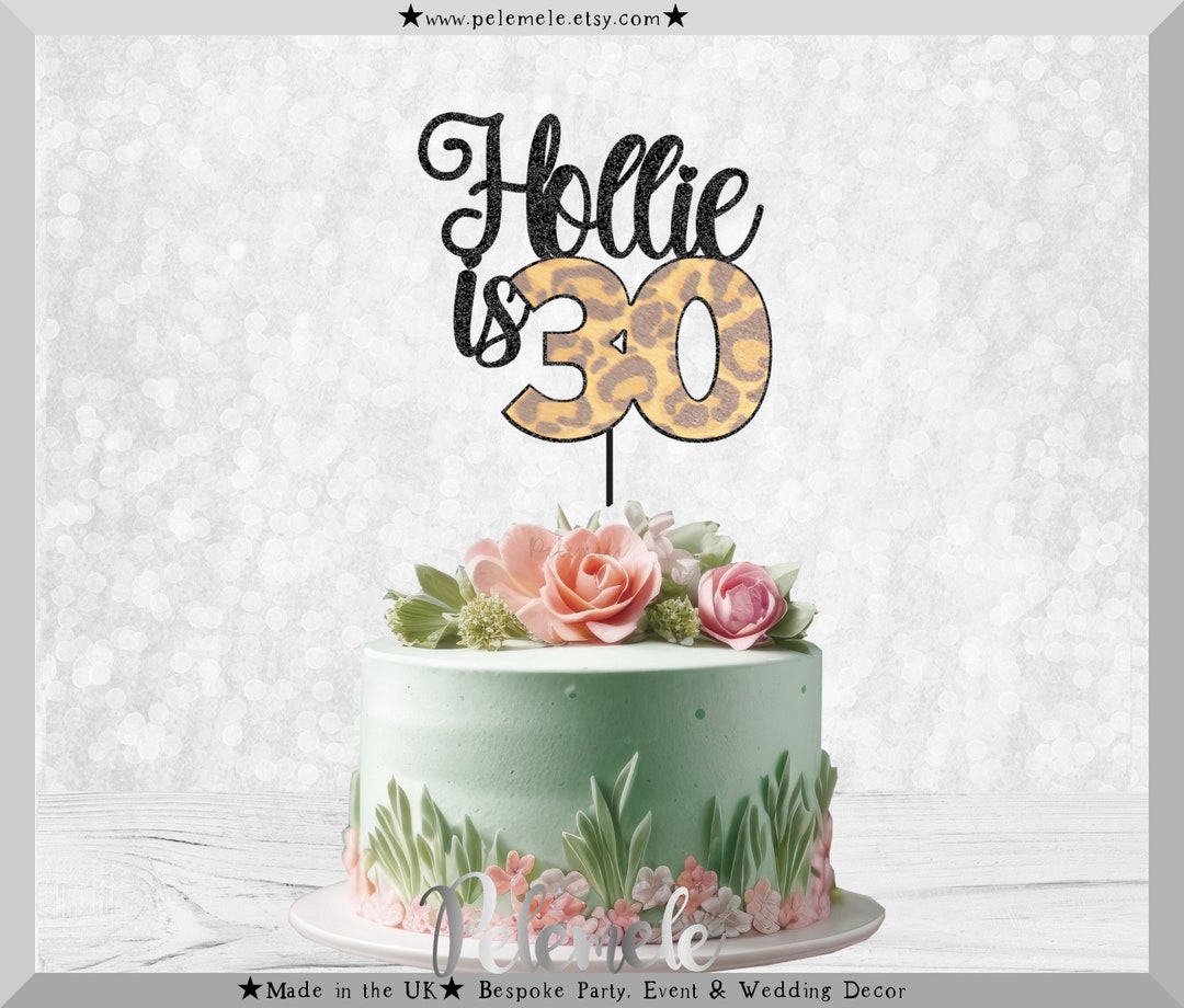 Custom Leopard Print Cake Topper - Glitter Birthday Cake Topper, Custom ...