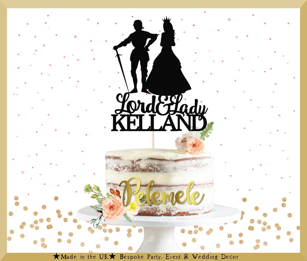 Knight & Princess Wedding Cake Topper - Fantasy Wedding Cake Topper ...