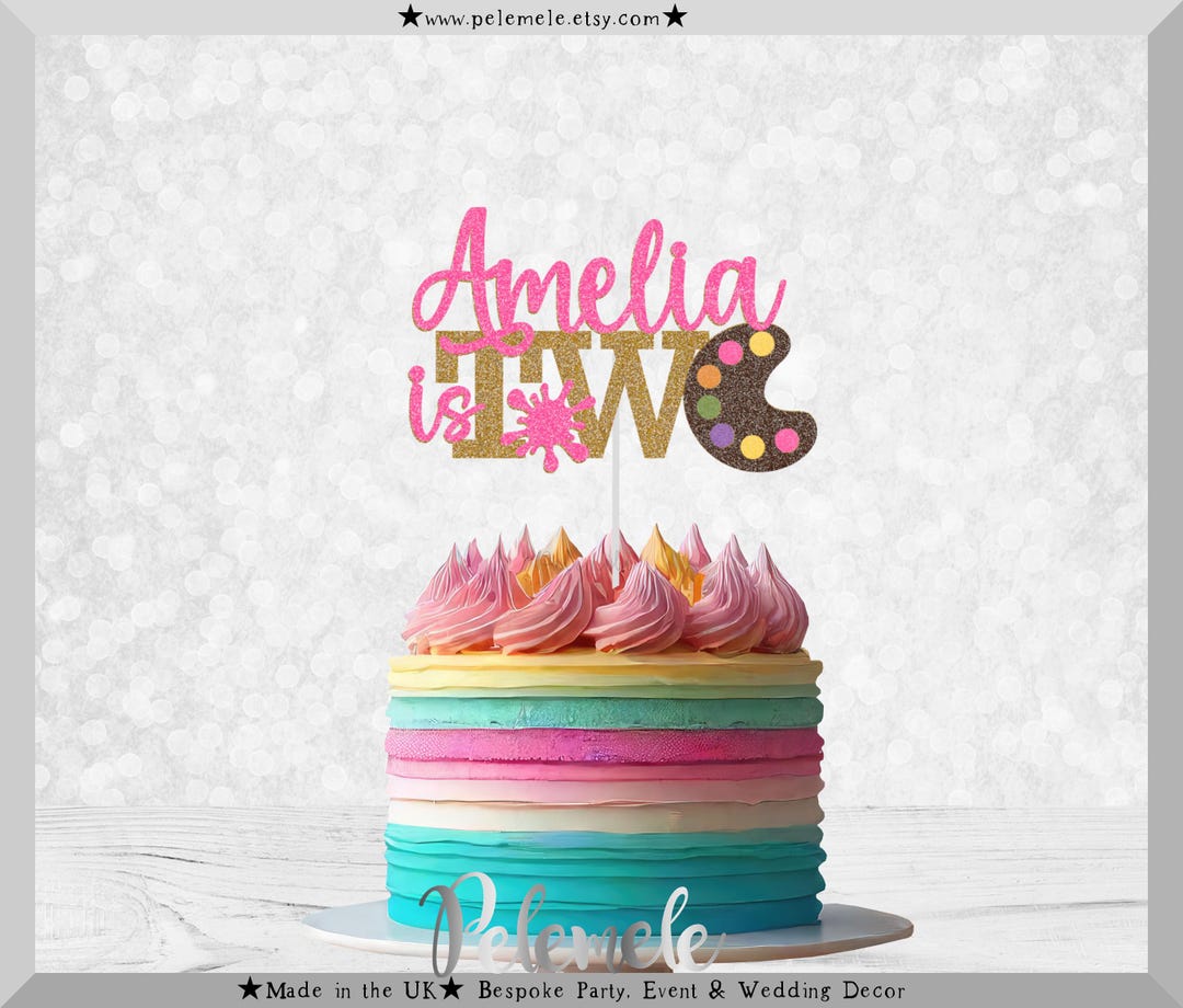 Custom Paint Party TWO Cake Topper - Glitter Art Cake Topper, Paint ...