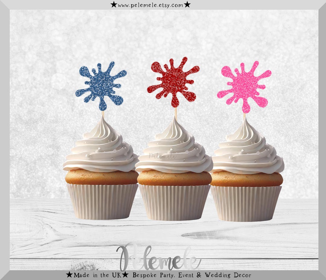 Glitter Paint Cupcake Toppers - Art Party Theme, Slime Cupcakes, Paint ...