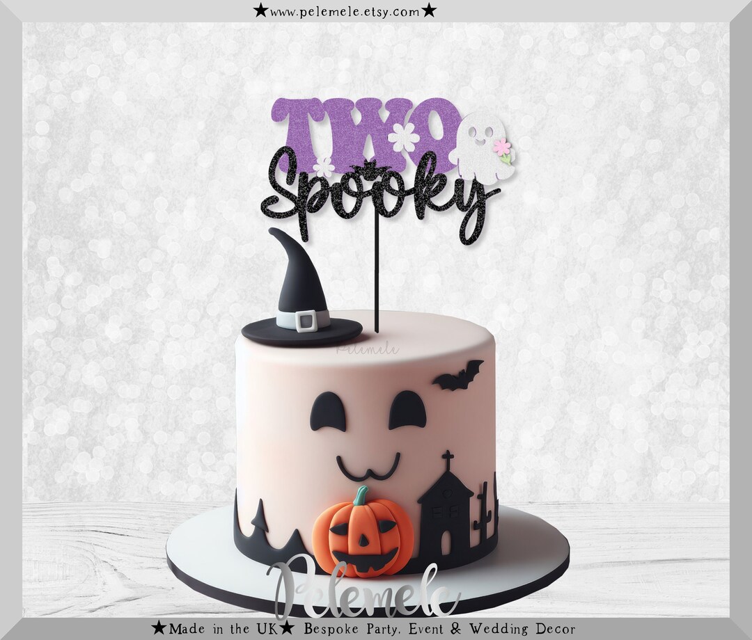 Groovy TWO Spooky Birthday Cake Topper - Glitter TWO Cake Topper ...