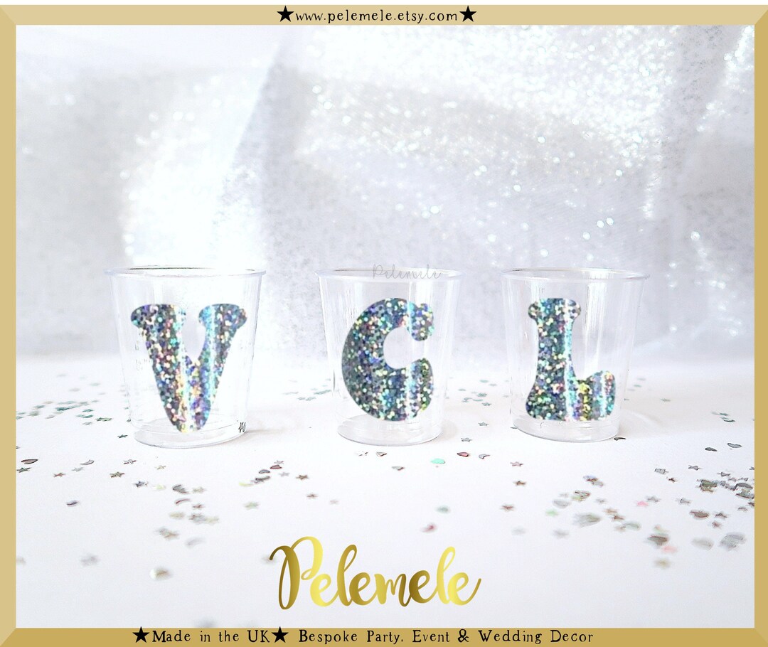 Custom Initial Disco Shot Glasses - Initial Bachelorette Party Shots ...