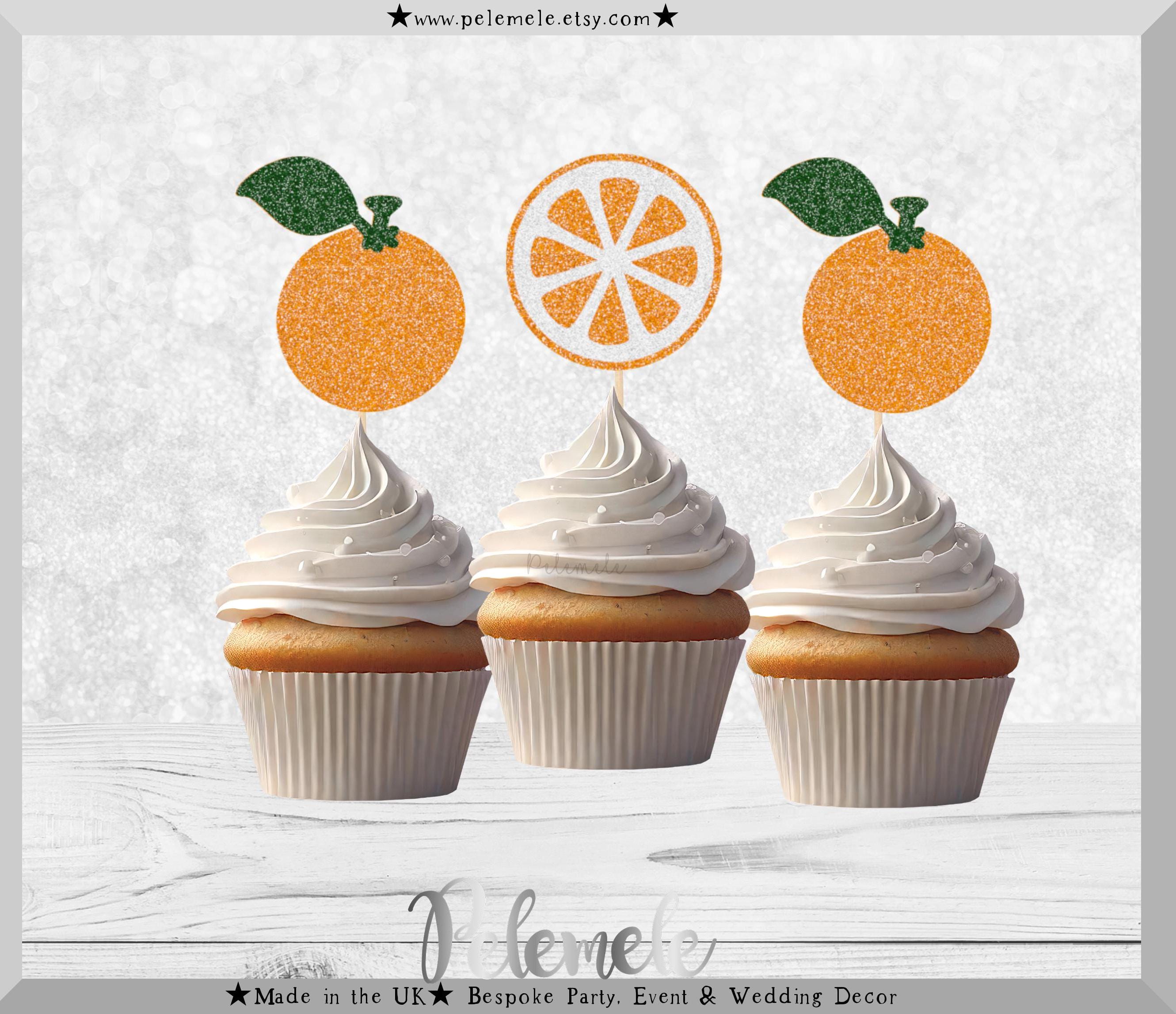 Mixed Glitter Orange Cupcake Toppers - Orange Party Decor, One Little ...