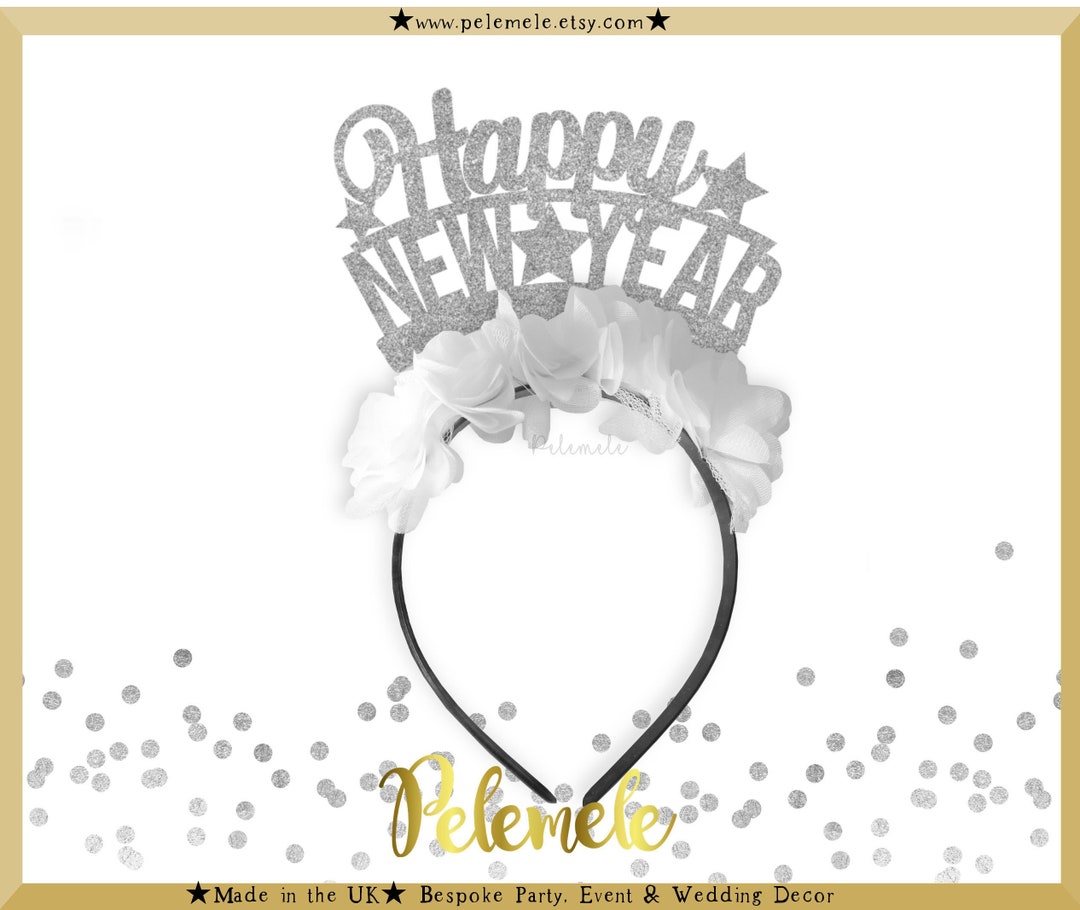 Flower Happy New Year Headband - 2023 Headband, New Year Crown, New ...