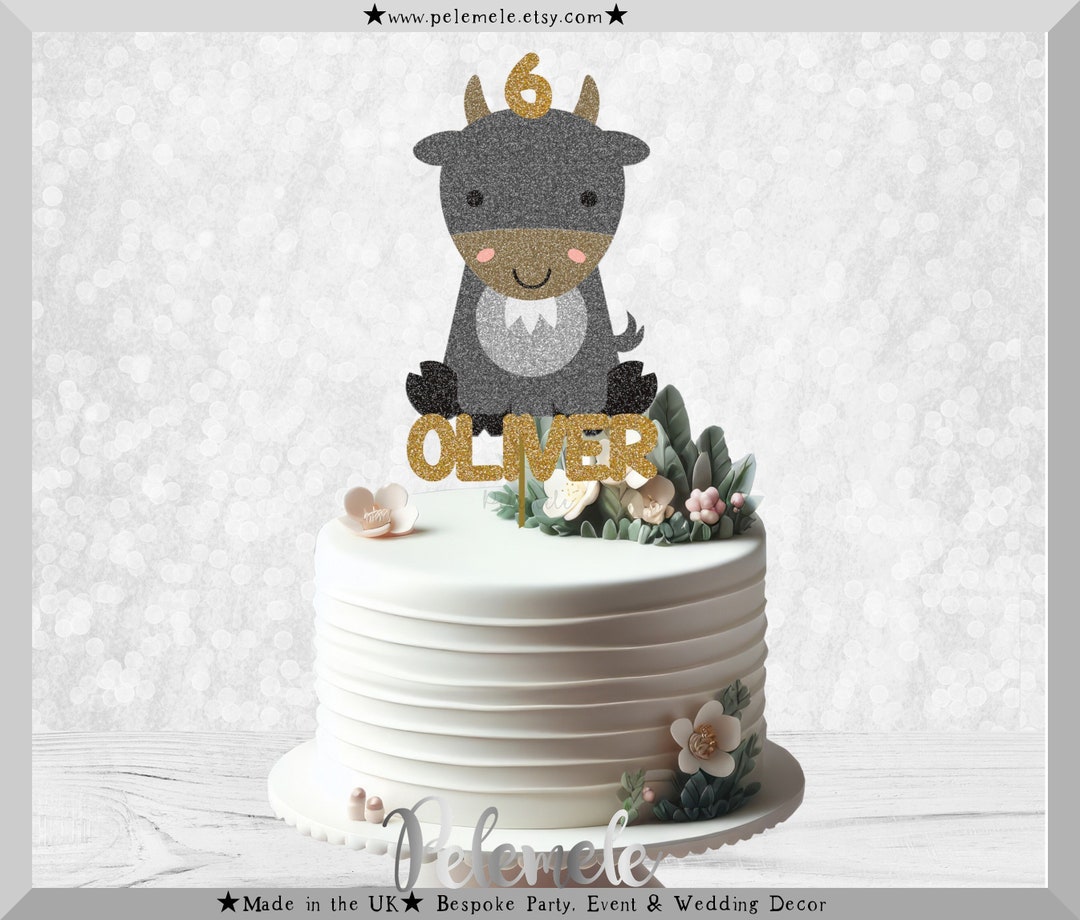 Custom Goat Cake Topper - Glitter Goat Topper, Farmyard Birthday Decor ...