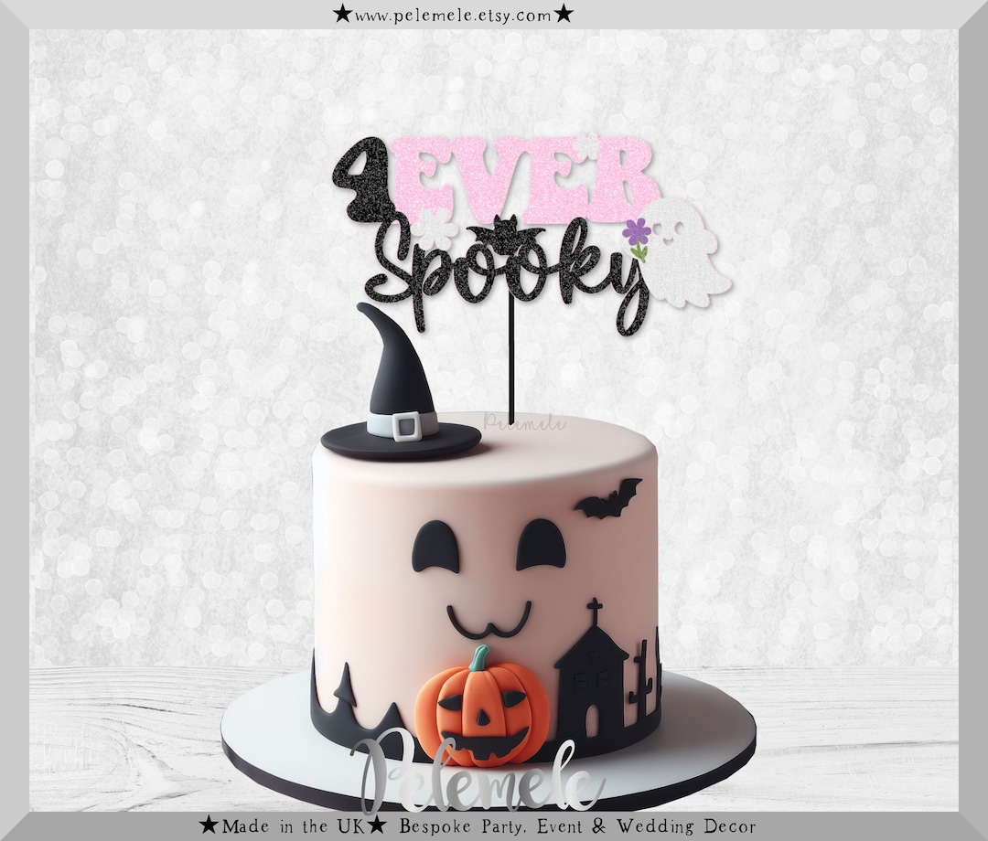 Groovy 4 Ever Spooky Birthday Cake Topper - Four Cake Topper, Spooky ...