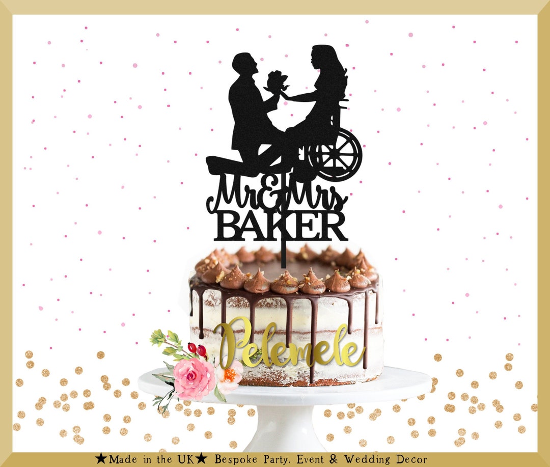Custom Wheelchair Wedding Cake Topper - Mr & Mrs Cake Topper ...