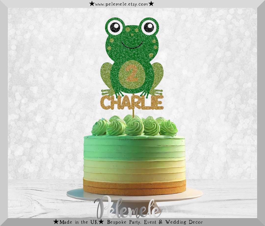 Custom Frog Cake Topper - Glitter Frog Topper, Frog Birthday Decor ...