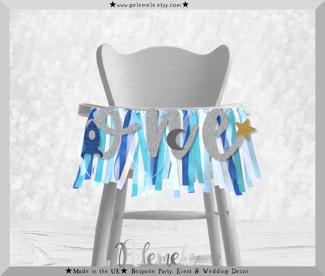 Space ONE Birthday High Chair Banner - Space Smash Cake Photo Prop, 1st ...