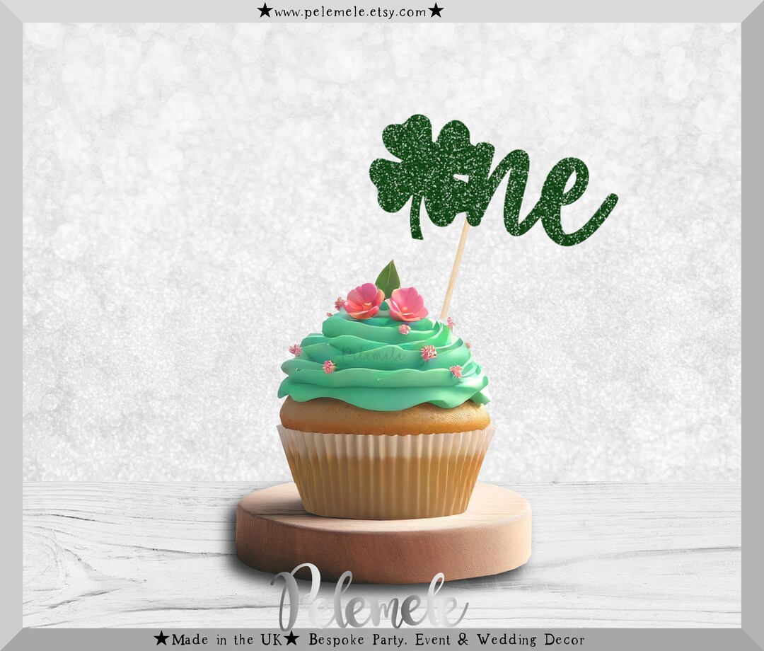 One Clover Glitter Cupcake Toppers - St. Patrick's Day Cupcakes, St ...