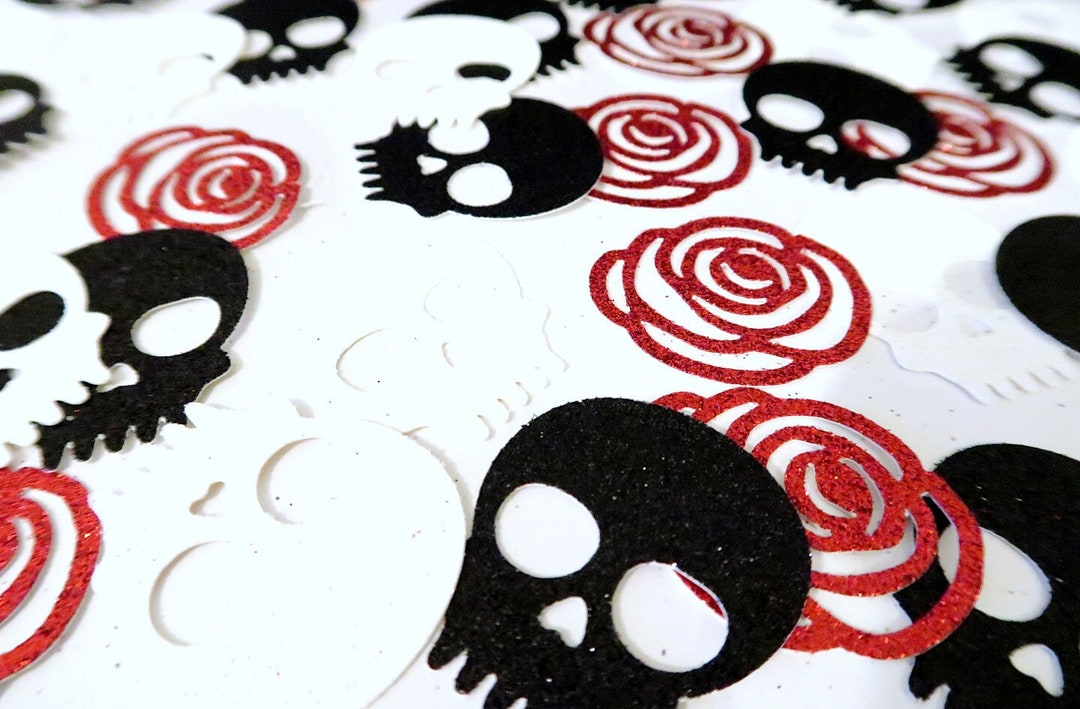 Glitter Skull & Rose Confetti Goth Engagement Confetti Goth - Etsy