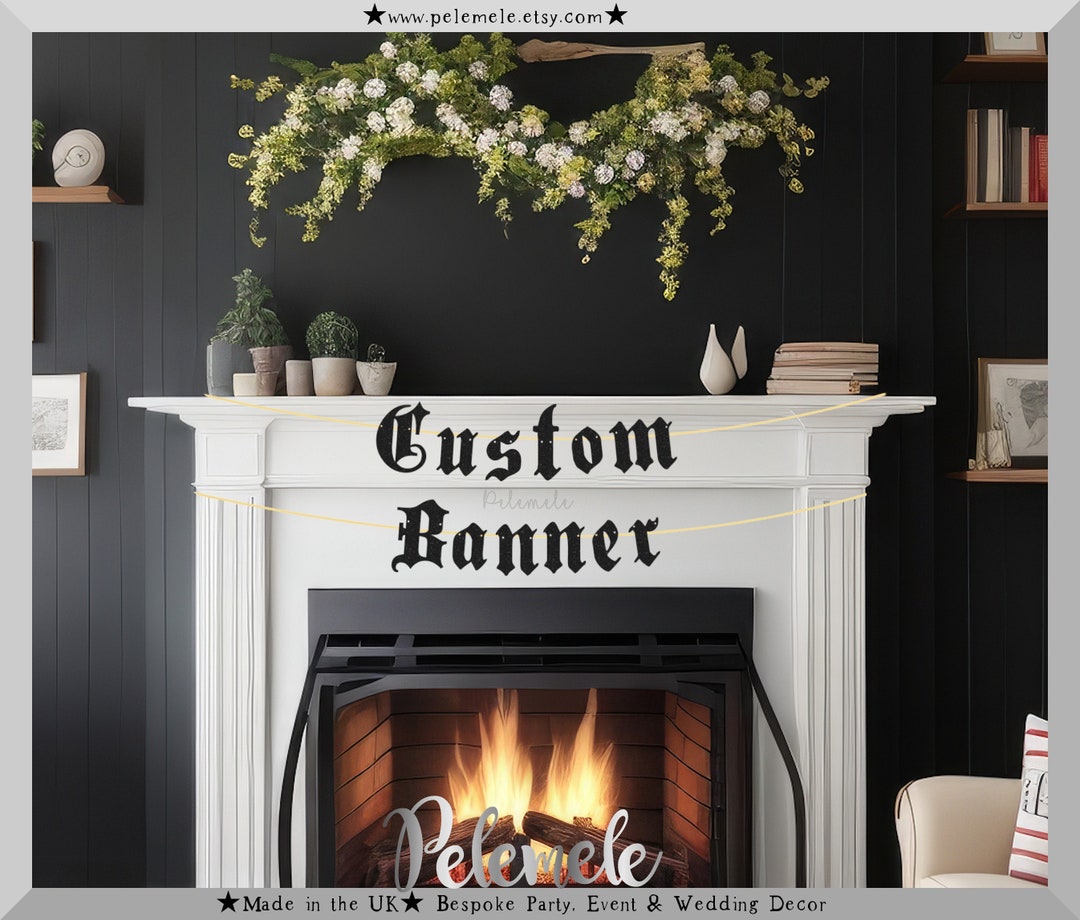 Custom Gothic Script Glitter Banner - Gothic Birthday Garland, Custom ...