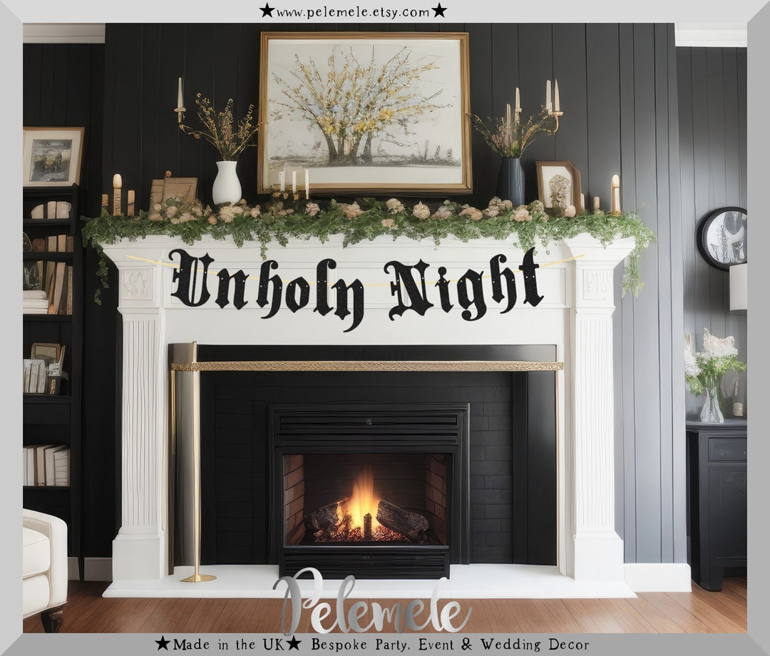 Glitter Unholy Night Banner - Gothic Christmas Banner, Gothic Christmas ...