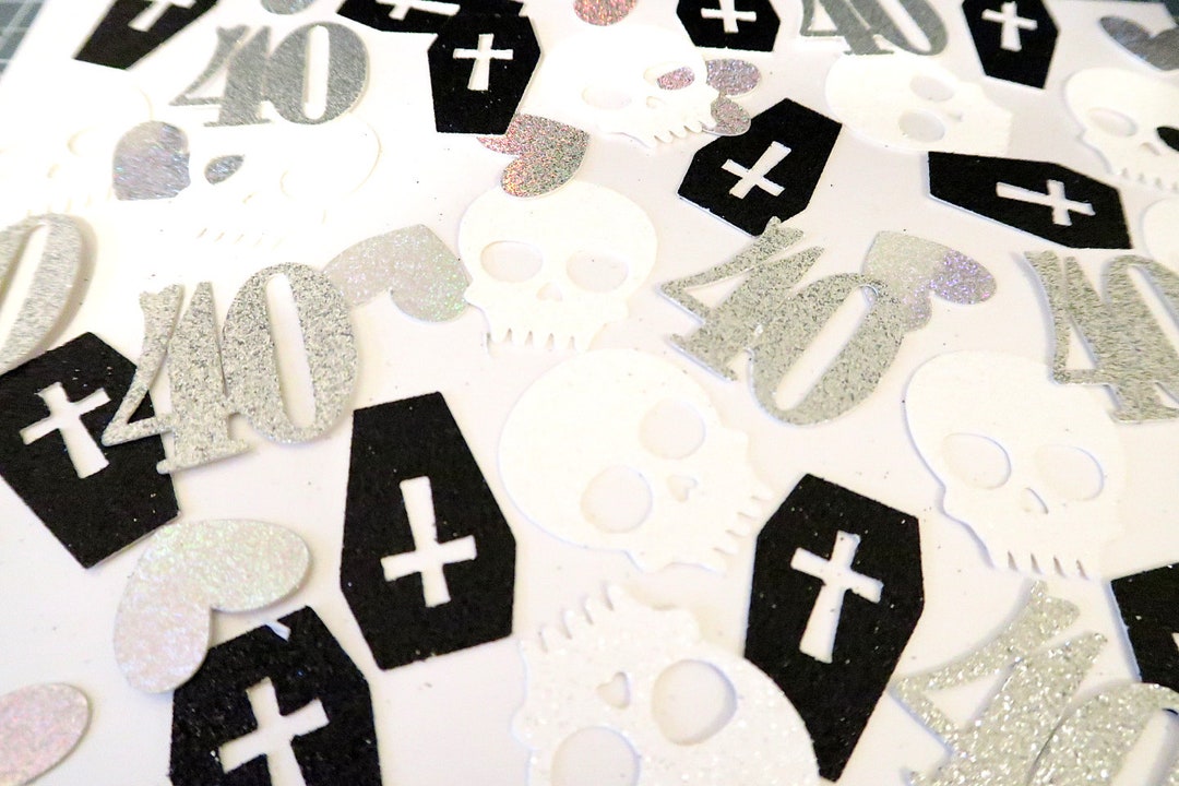 Gothic 40th Birthday Confetti - Glitter Coffin Confetti, Goth Birthday ...