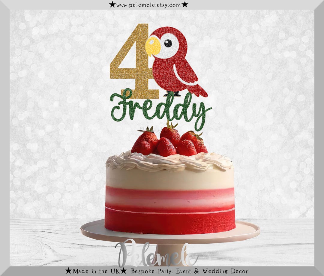 Custom Parrot Cake Topper - Glitter Bird Topper, Parrot Birthday Decor ...