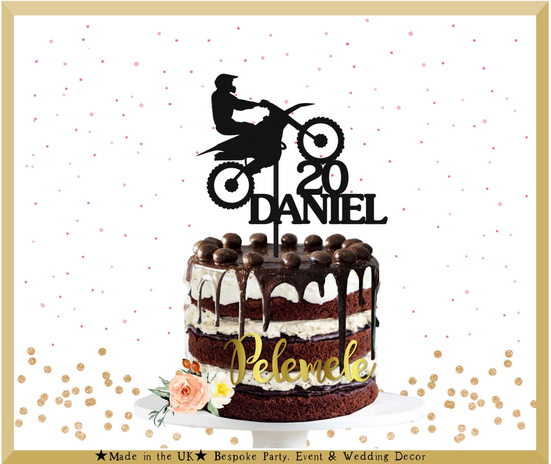 Glitter Motocross Birthday Cake Topper - Motocross Cake Topper, Custom ...