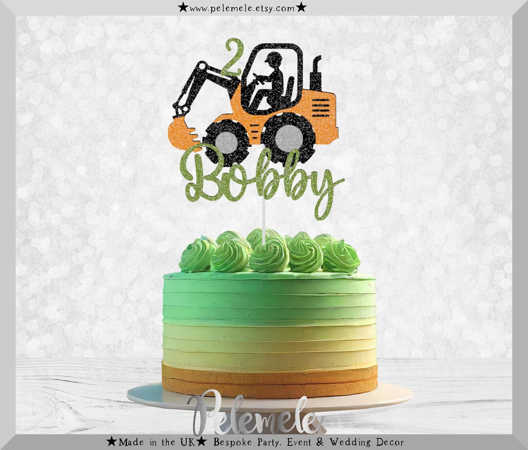 Custom Digger Cake Topper - Glitter Digger Topper, Construction ...
