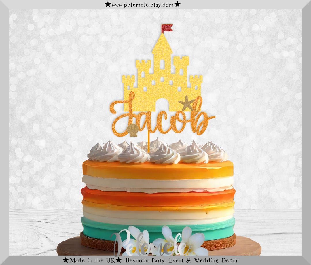 Glitter Custom Sandcastle Cake Topper - Beach Birthday Theme ...