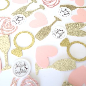 Custom Name Engagement Confetti - Rose Engagement Party, Glitter Ring ...