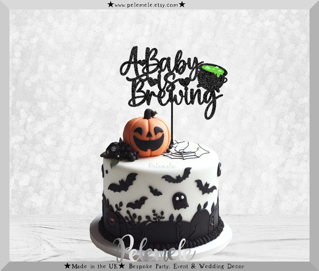 Glitter A Baby is Brewing Cauldron Cake Topper - Witch Baby Shower Cake ...