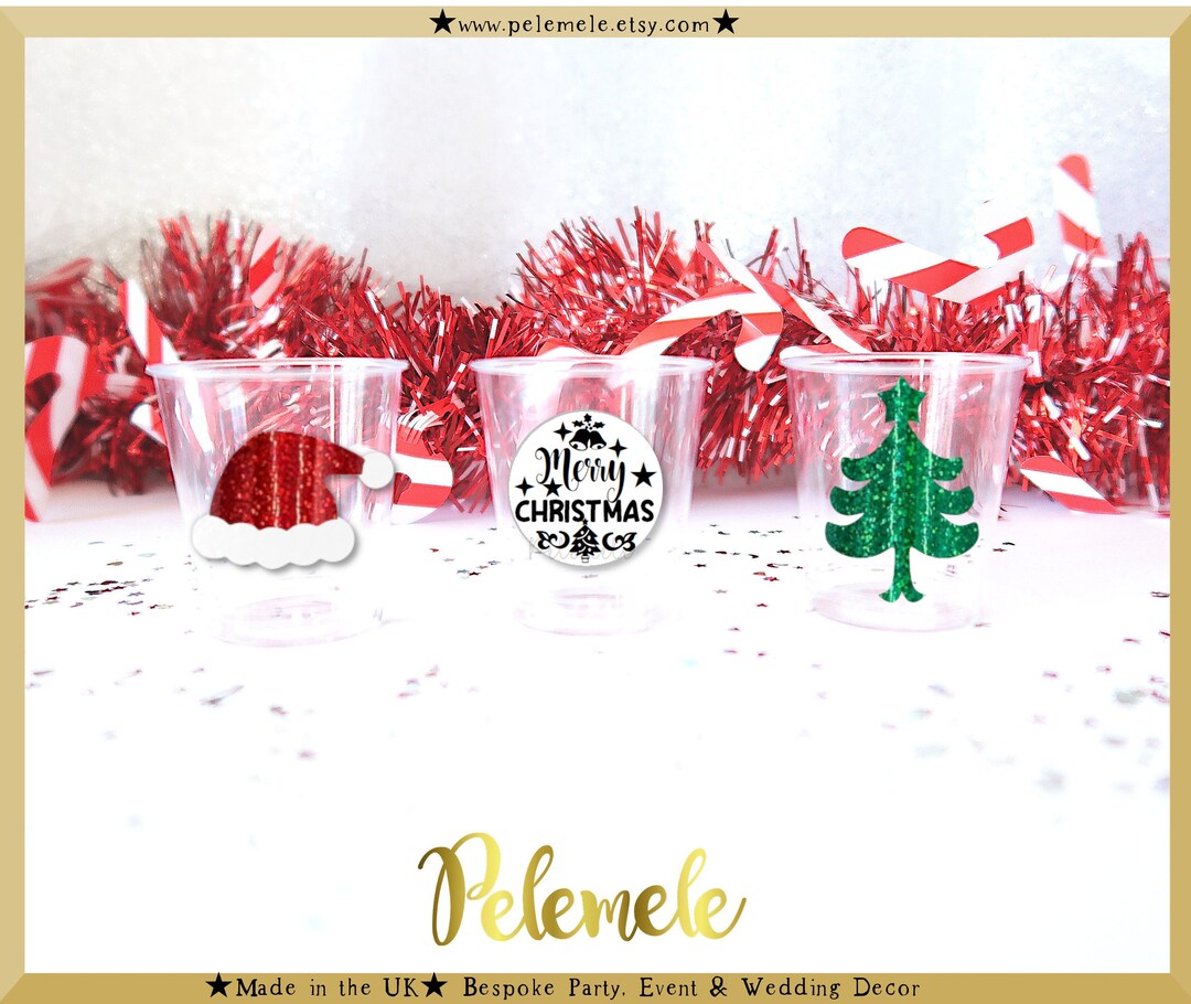 Plastic Merry Christmas Shot Glasses - Christmas Shots, Xmas Shot ...