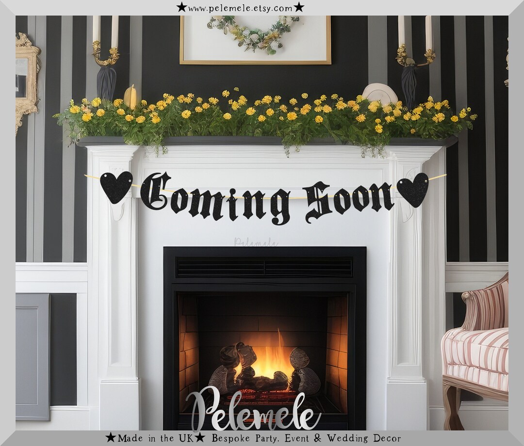 Glitter Gothic Coming Soon Banner - Gothic Baby Banner, Gothic Baby ...