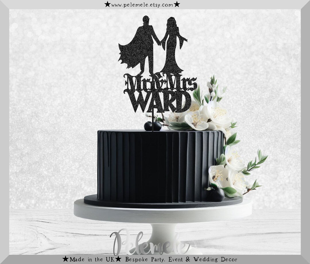 Gothic Vampire Wedding Cake Topper - Wedding Silhouette Cake Topper ...