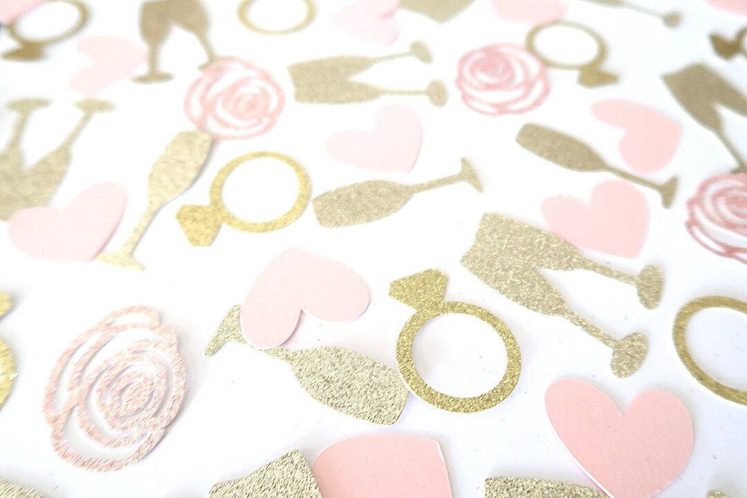 Rose Engagement Confetti - Rose Engagement Party, Glitter Ring Confetti ...