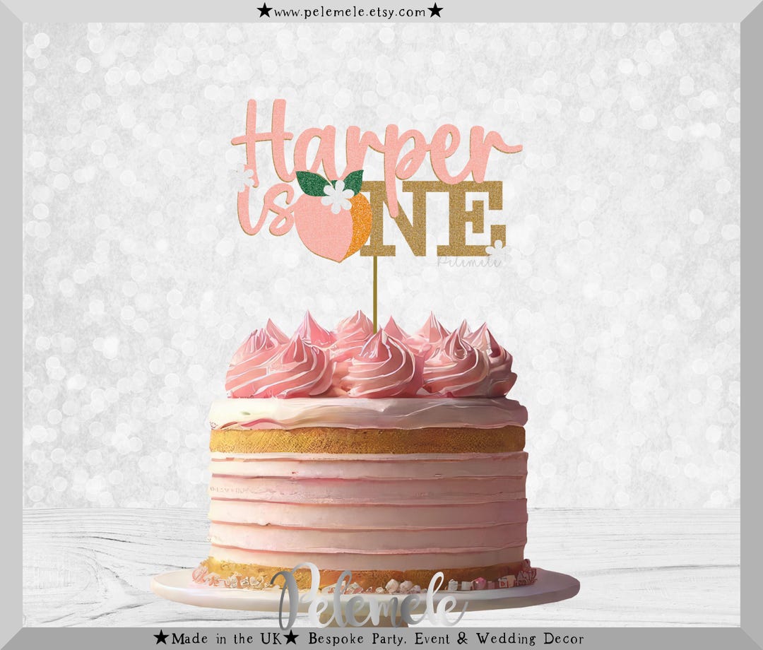 Glitter Custom Peach ONE Cake Topper - Peach Birthday Theme, First ...
