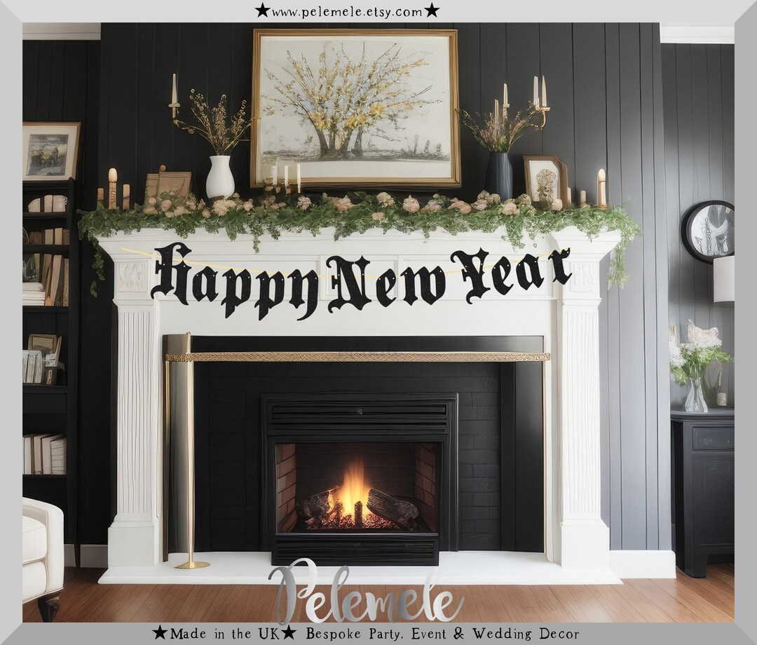 Glitter Happy New Year Banner - Gothic New Year Banner, Gothic New Year ...
