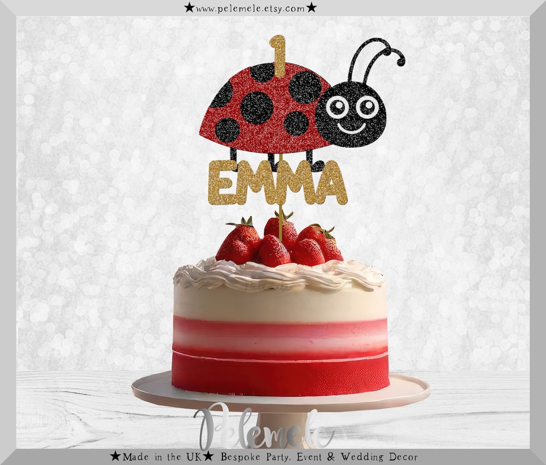 Custom Ladybug Cake Topper - Glitter Ladybird Topper, Bug Birthday ...