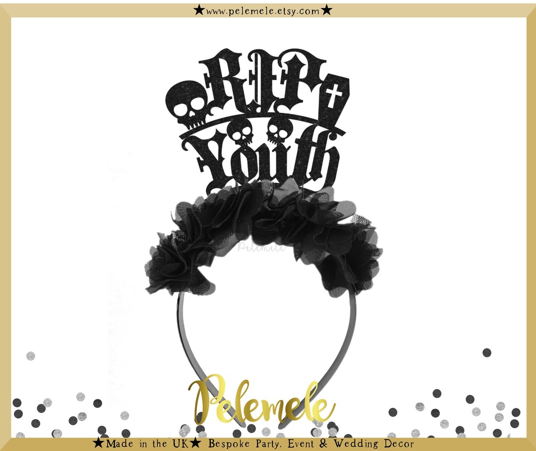 Flower Gothic RIP Youth Birthday Headband - Gothic Birthday Headband ...