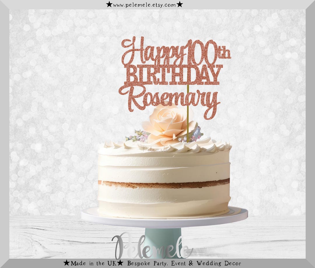 Glitter Custom 100th Cake Topper - Birthday Cake Topper, 100 Birthday ...