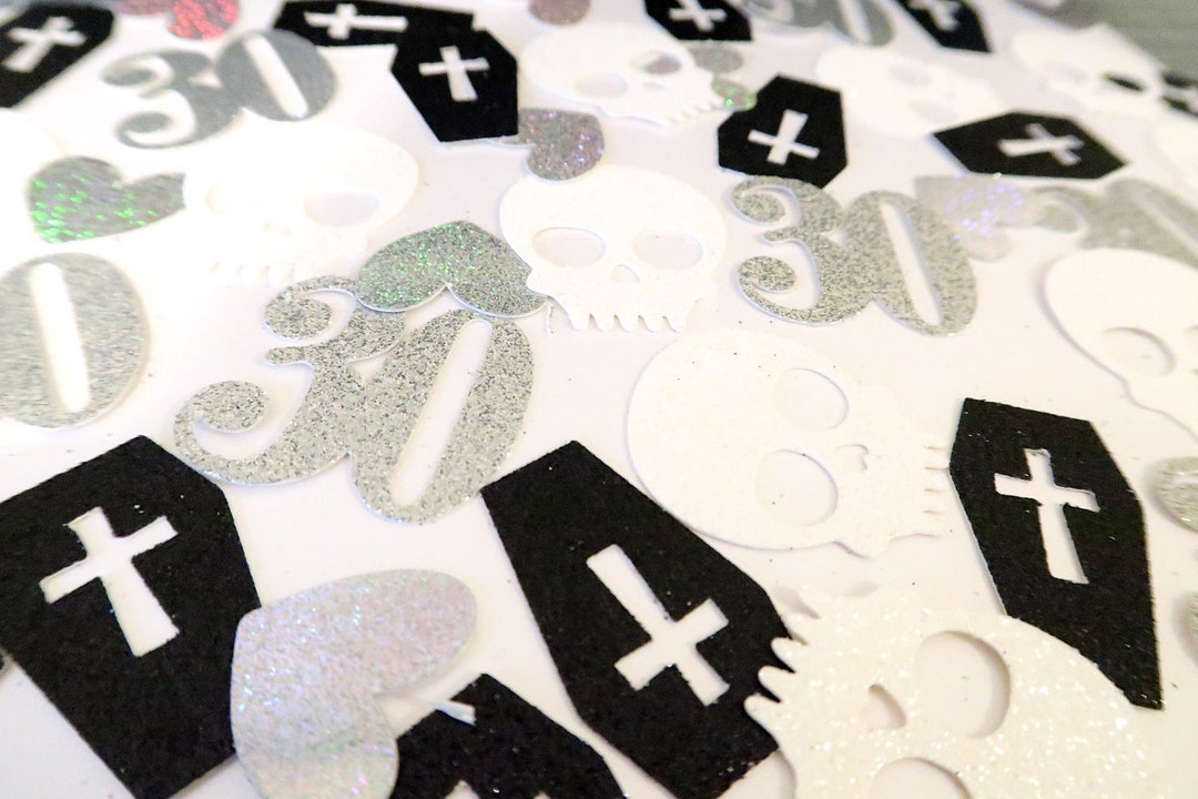 Gothic 30th Birthday Confetti - Glitter Coffin Confetti, Goth Birthday ...