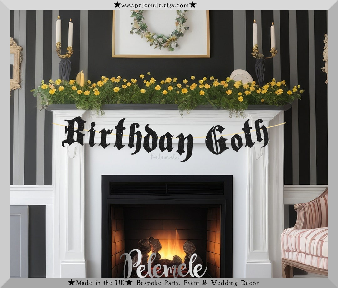Glitter Birthday Goth Banner - Gothic Birthday Banner, Goth Party ...