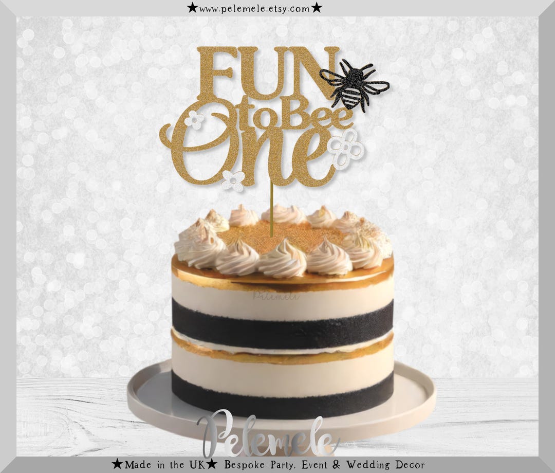 Glitter Fun to Bee One Cake Topper - Glitter Bee Topper, Bug Birthday ...