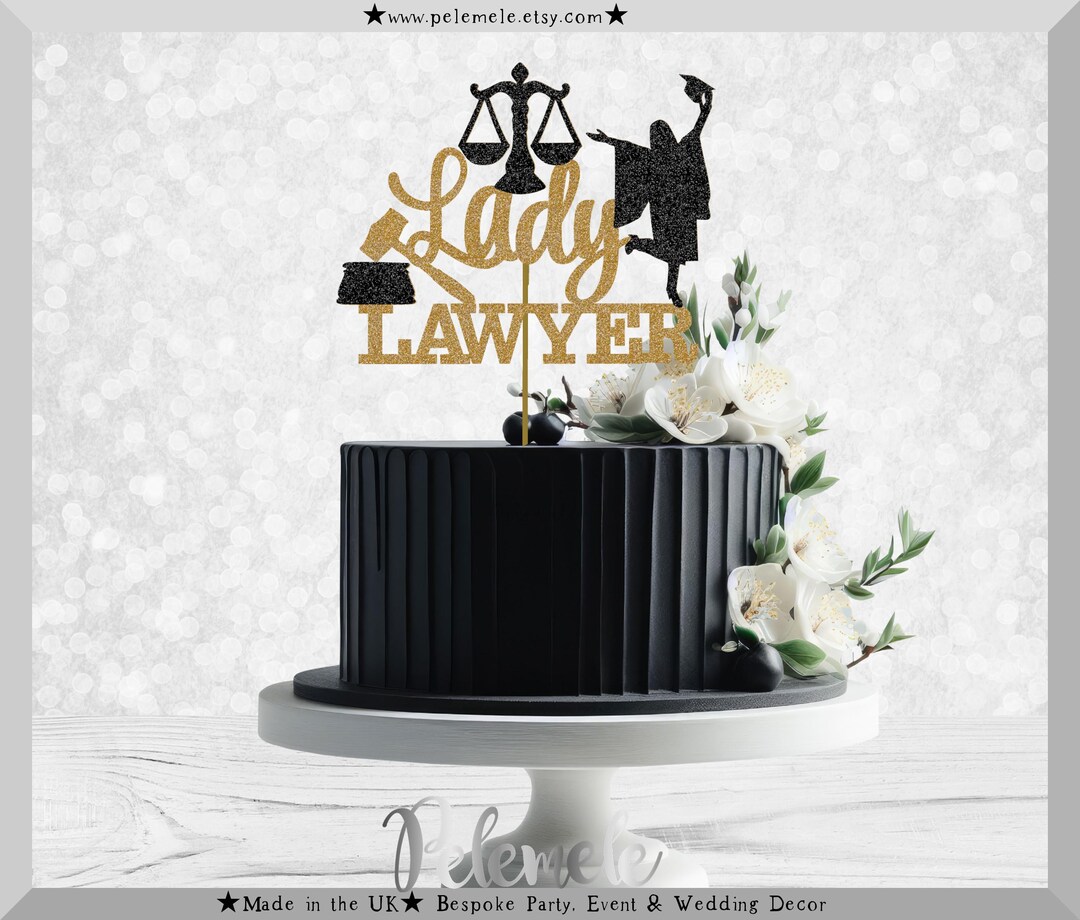 Graduation Lady Lawyer Cake Topper - Glitter Lawyer Cake Topper ...