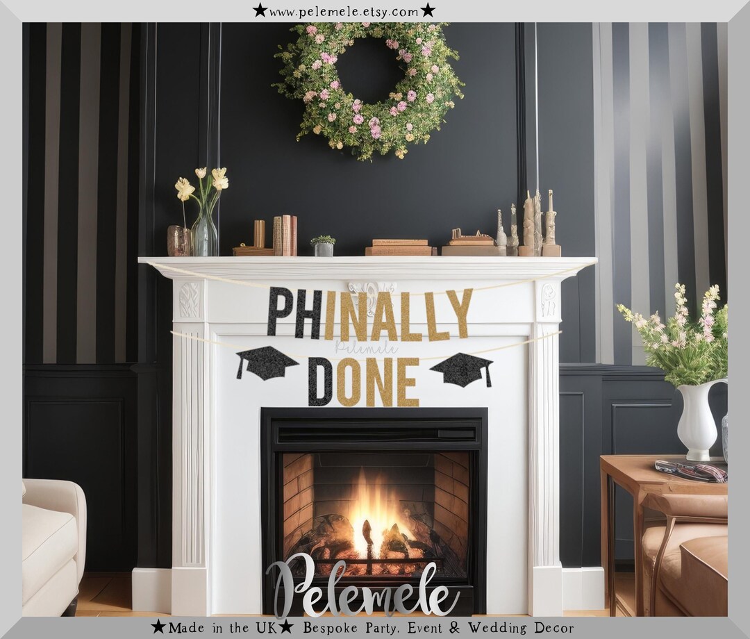 Glitter Phinally Done Graduation Banner - Graduation 2025 Banner, Class ...