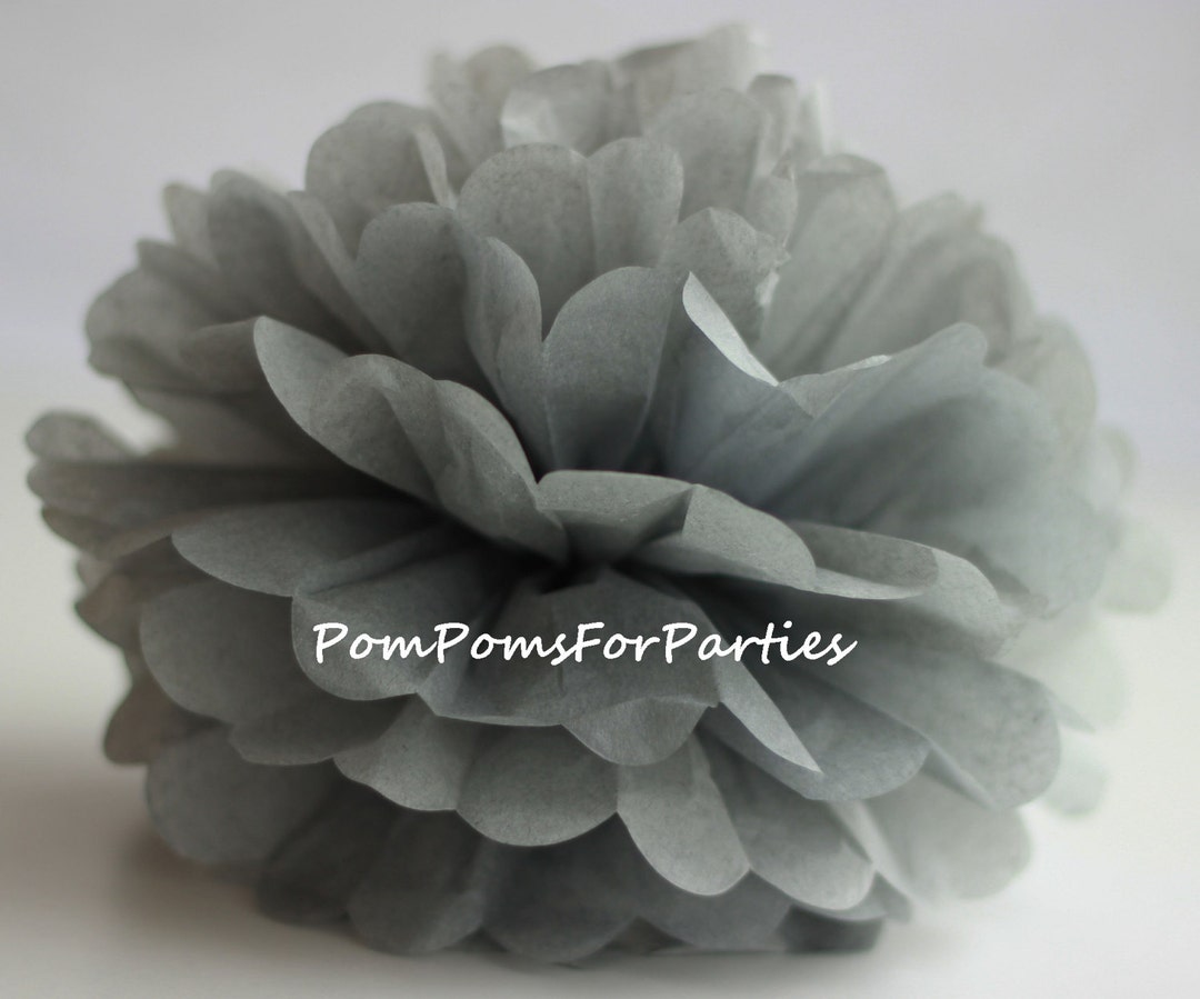 1 High Quality GREY Tissue Pom Pom - Choose Any of 60 Colours - Hanging ...