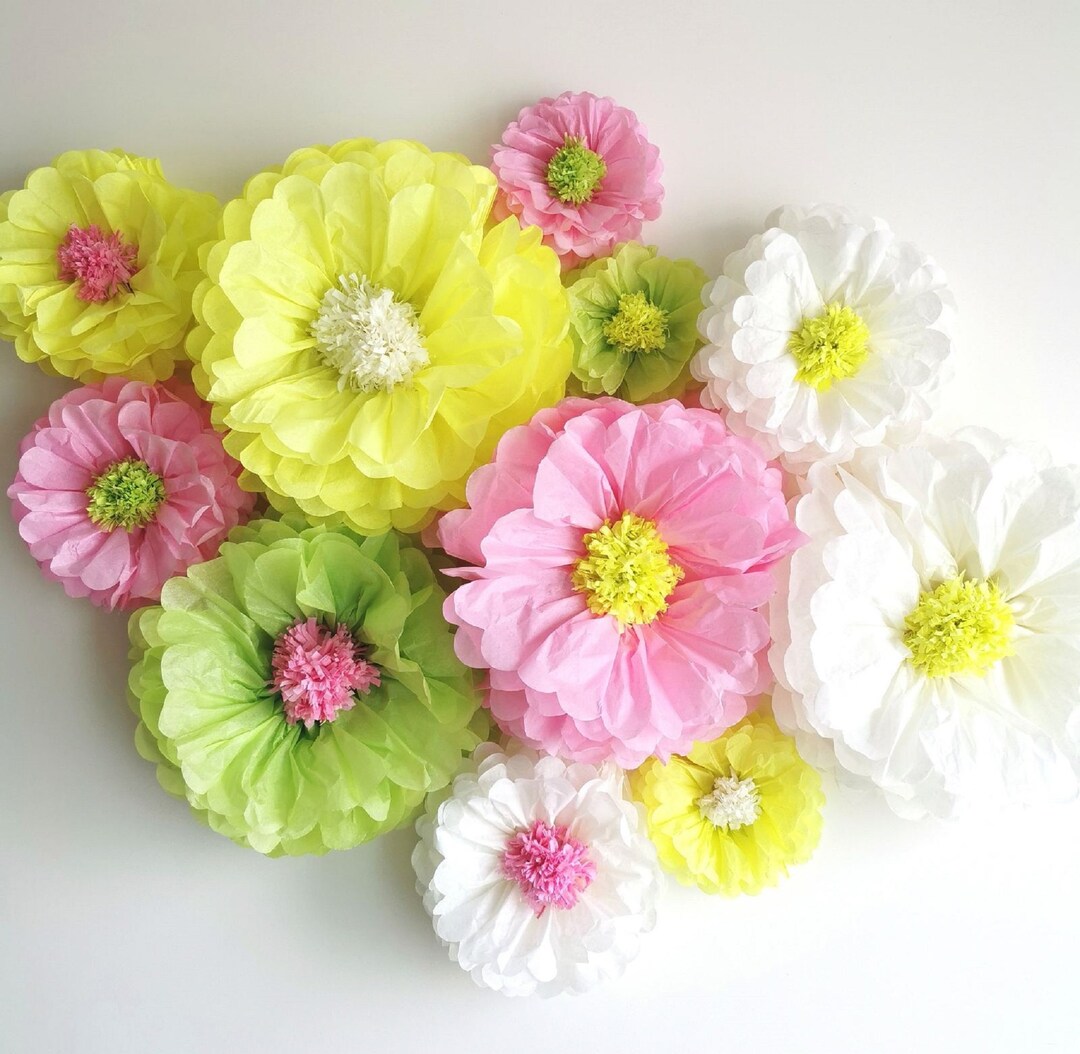 Mix of Oversized Paper Flowers 12 Units Pop Colors Photo Prop DIY ...
