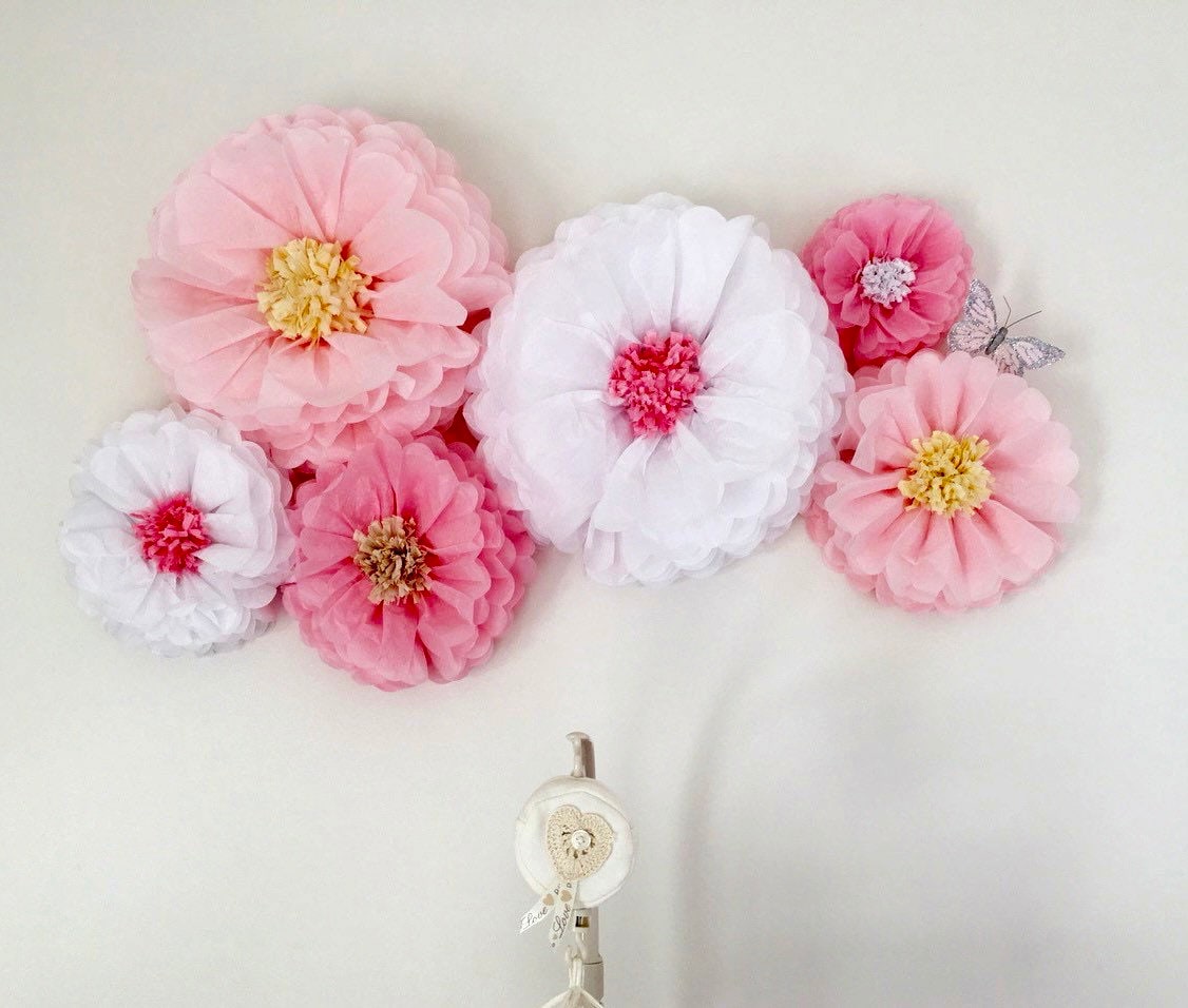 Oversized Paper Flowers 6 Units. Flower Backdrop Wall. Nursery ...
