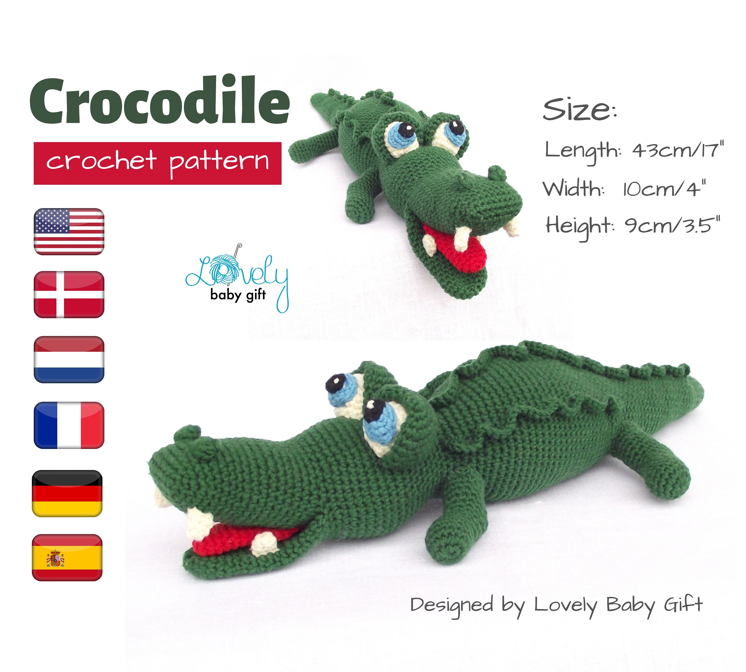Amigurumi Pattern to Crochet Alligator Toy Crocodile Crochet - Etsy Canada