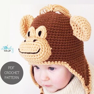 Earflap Crochet Hat Pattern - Monkey Beanie Tutorial - Digital PDF Download - Etsy
