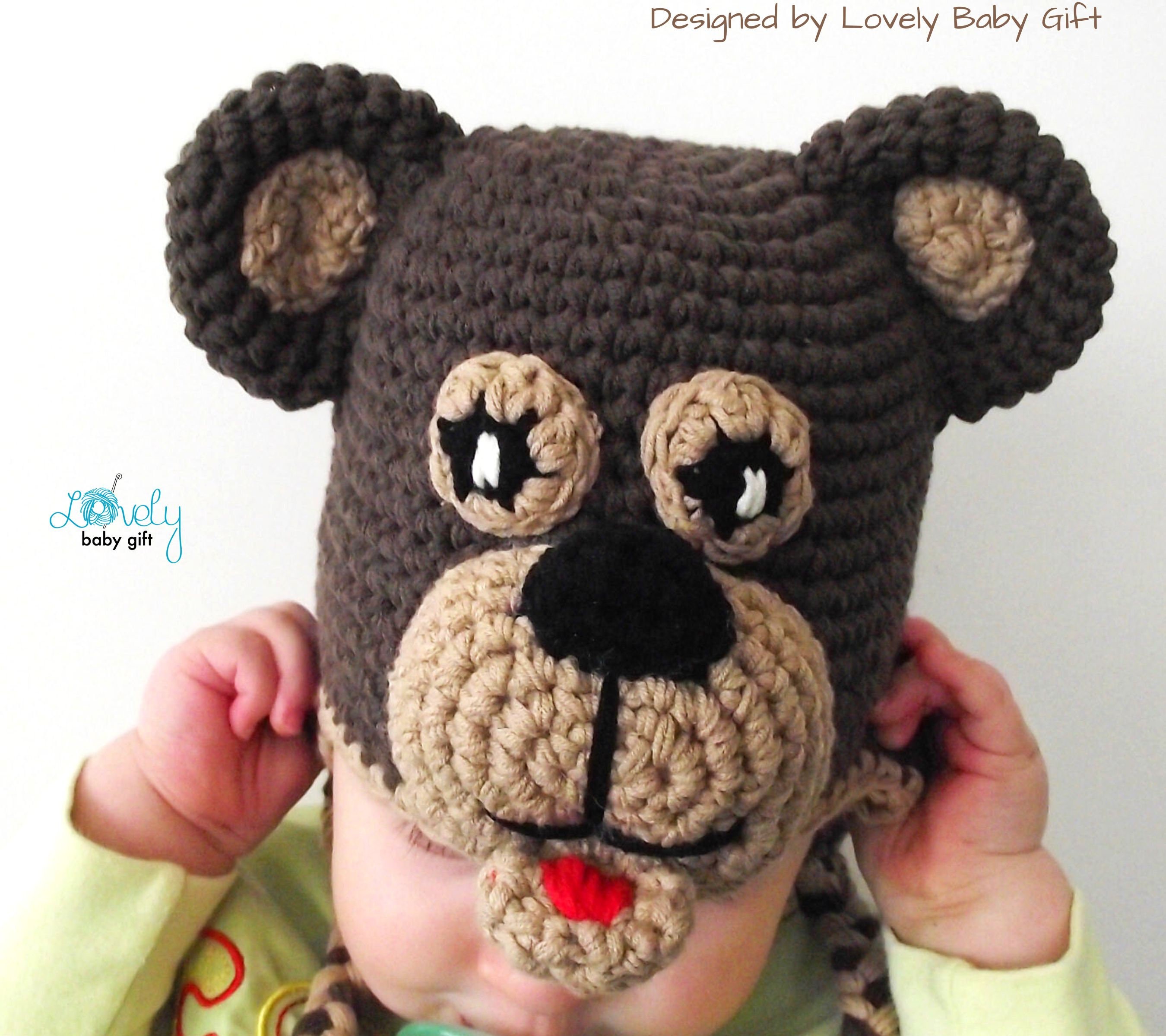 Crochet PATTERN Earflap Bear Hat, Crochet Animal Hat Pattern, Crochet ...