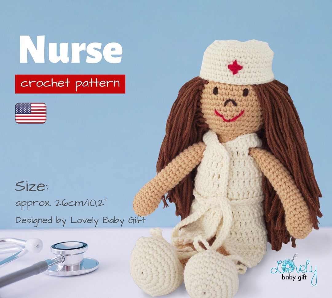 Amigurumi Doll Pattern Nurse Crochet Pattern, Long Hair Doll Pdf ...