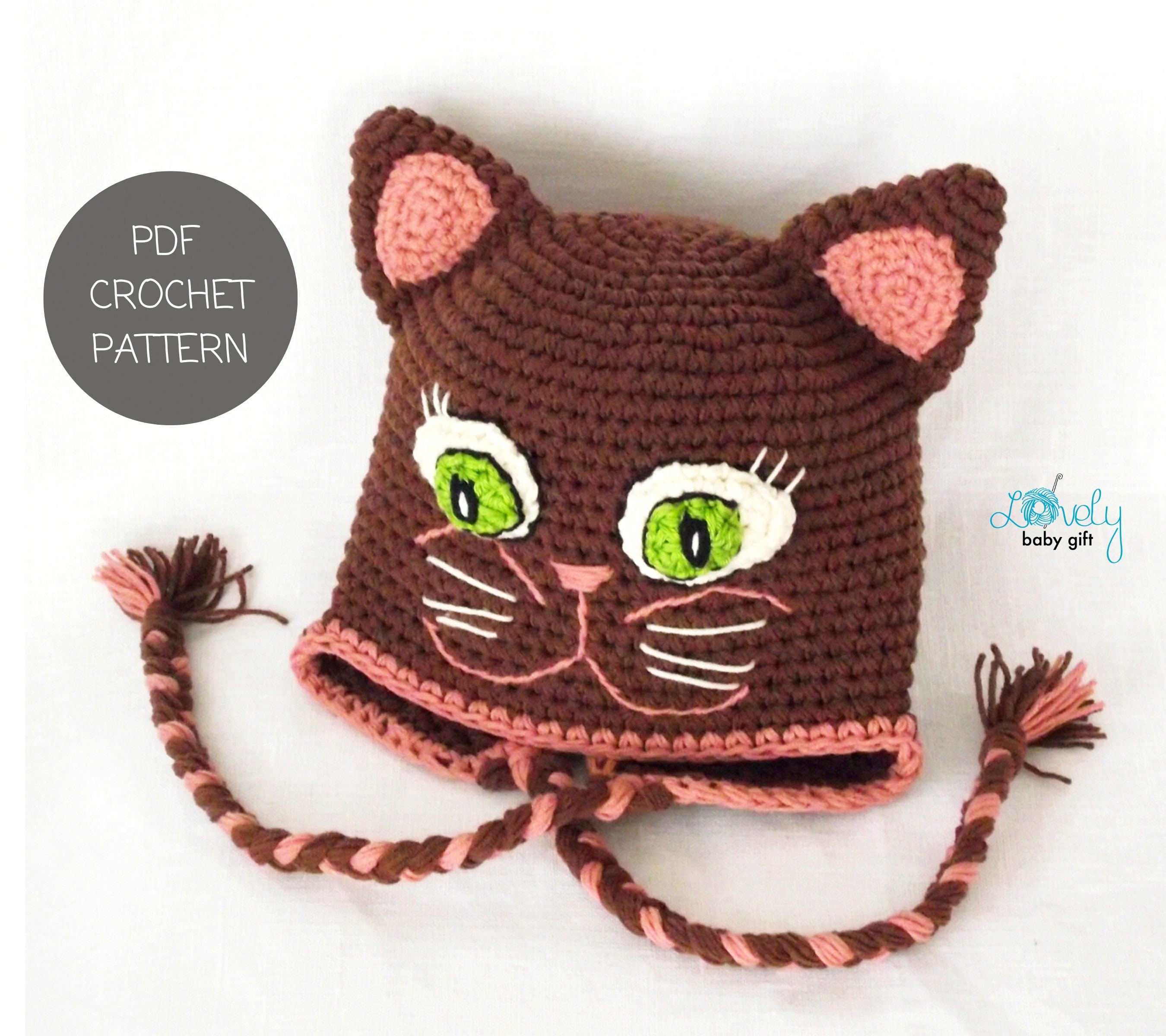 Easy Crochet Hat Pattern Kitty Cat Hat Crochet Pattern - Etsy Australia