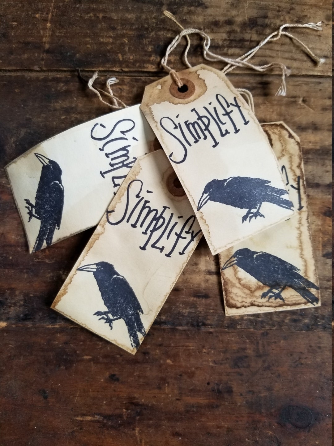Primitive Hang Tag Simplify Country Farmhouse Black Crow Gift Tags Set ...